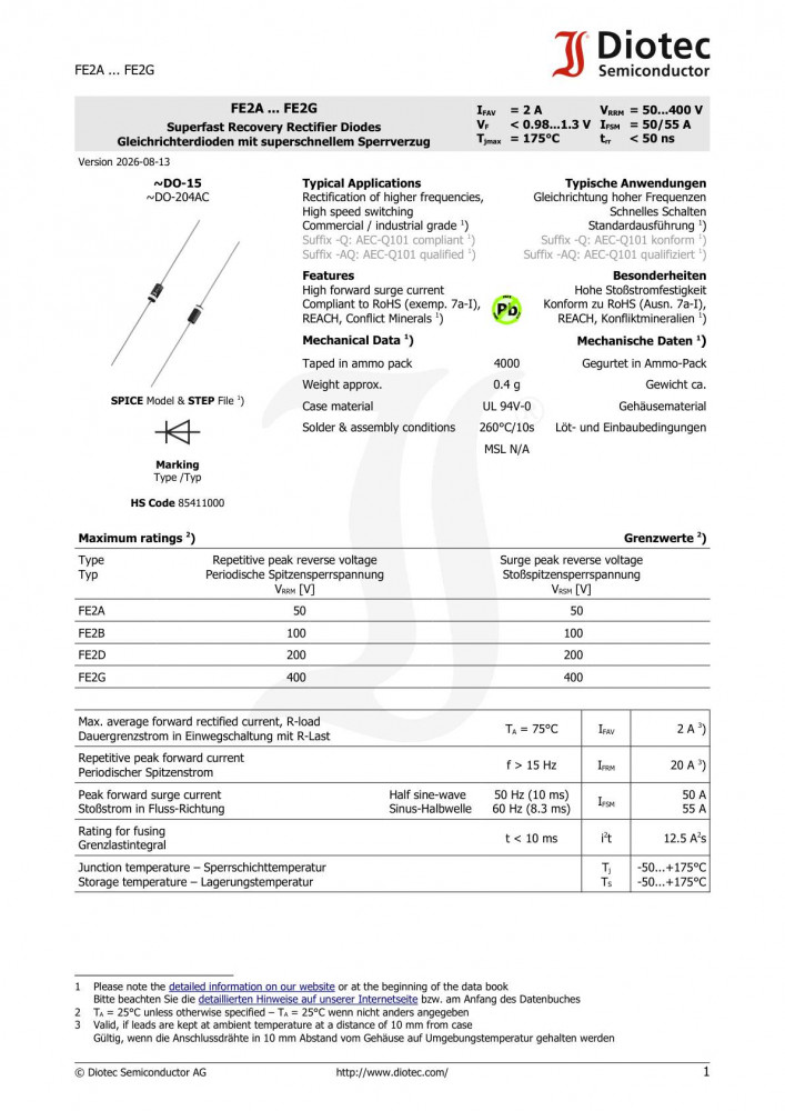 DIOTEC FE2B technical document page 1