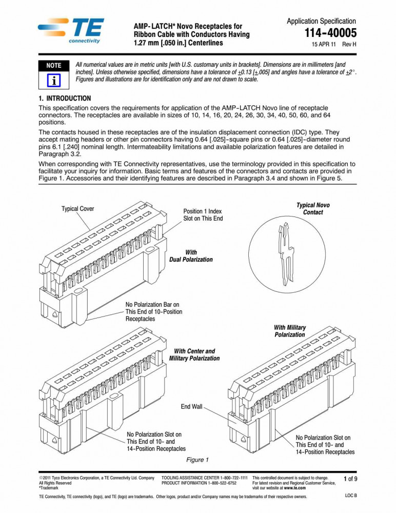 TE Connectivity AMP-LATCH Novo application specification page 1