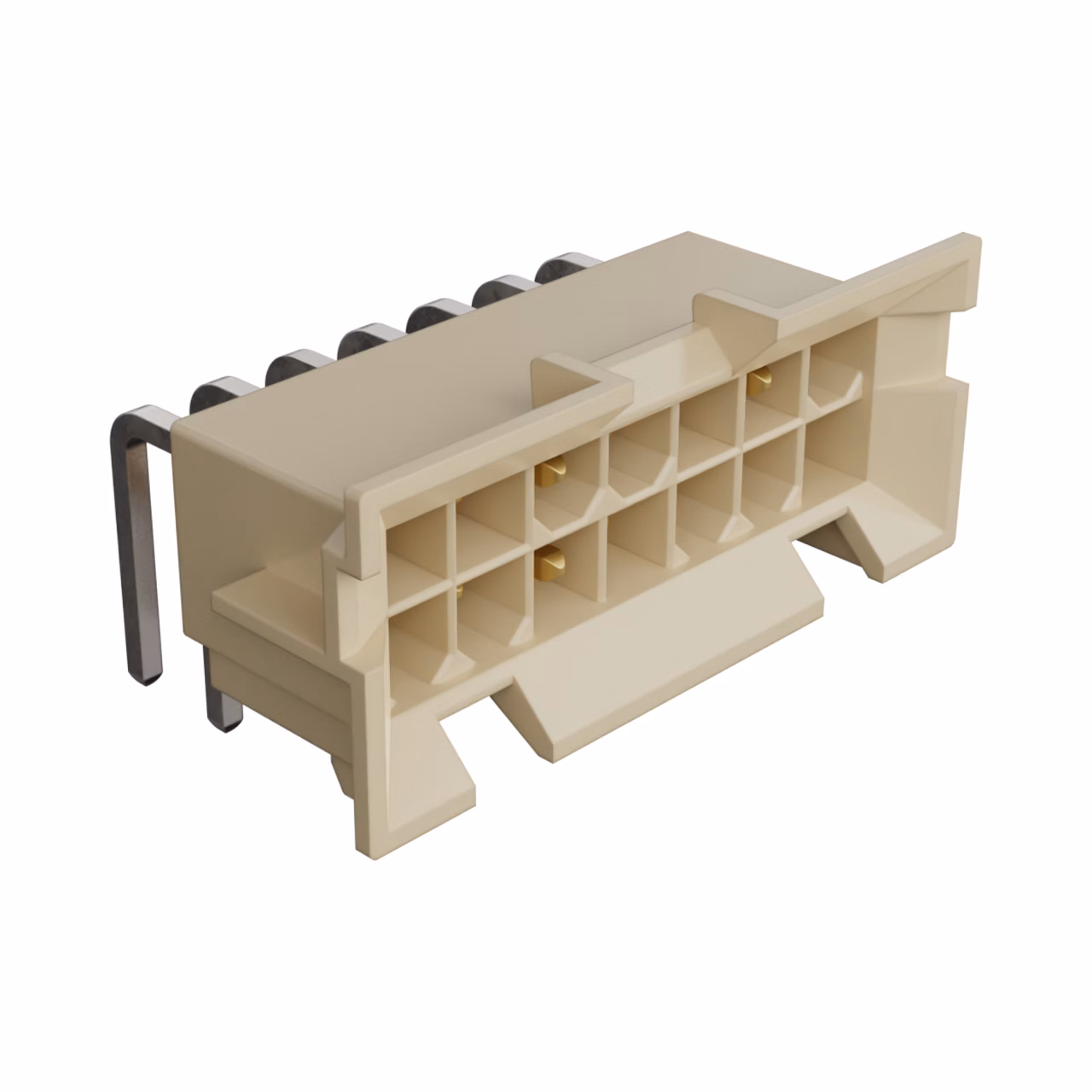 Mini-Fit BMI First Mate / Last Break Header, 4.20mm Pitch, Dual Row, Right-Angle, 14 Circuits, Nylon 6/6 UL 94V-0, Gold (Au) Plating