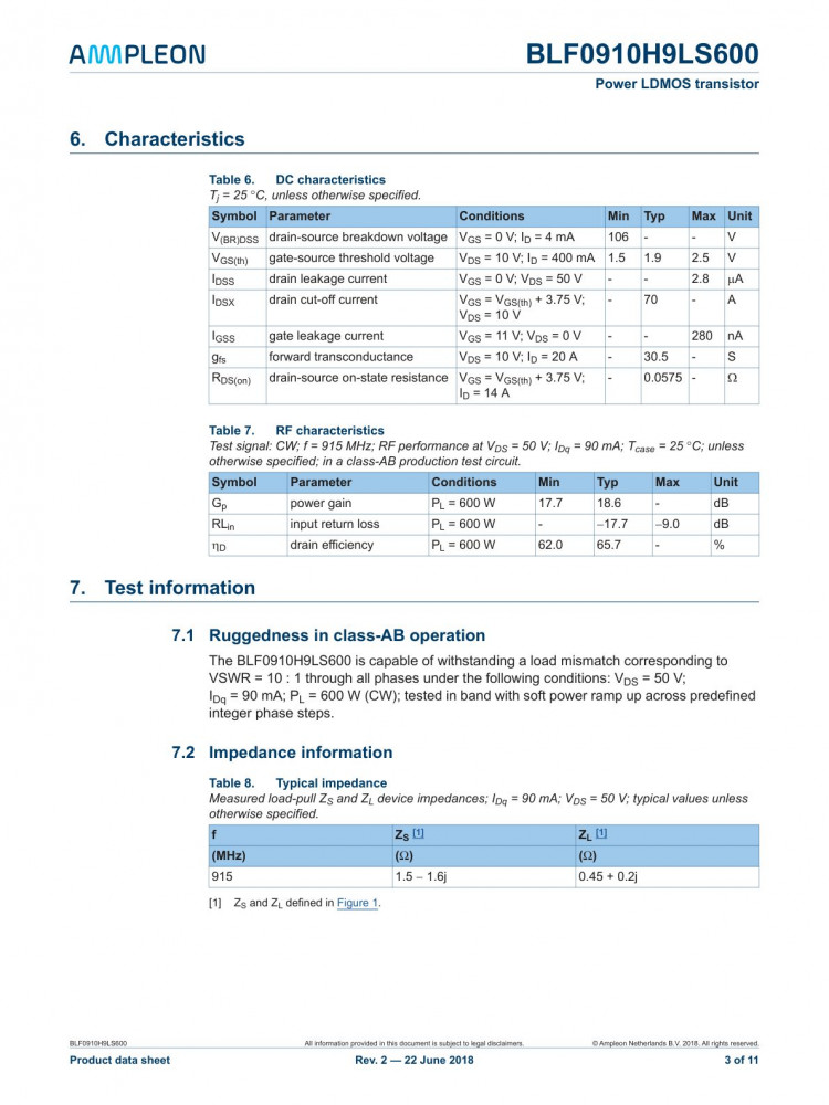 BLF0910H9LS600 datasheet page 3