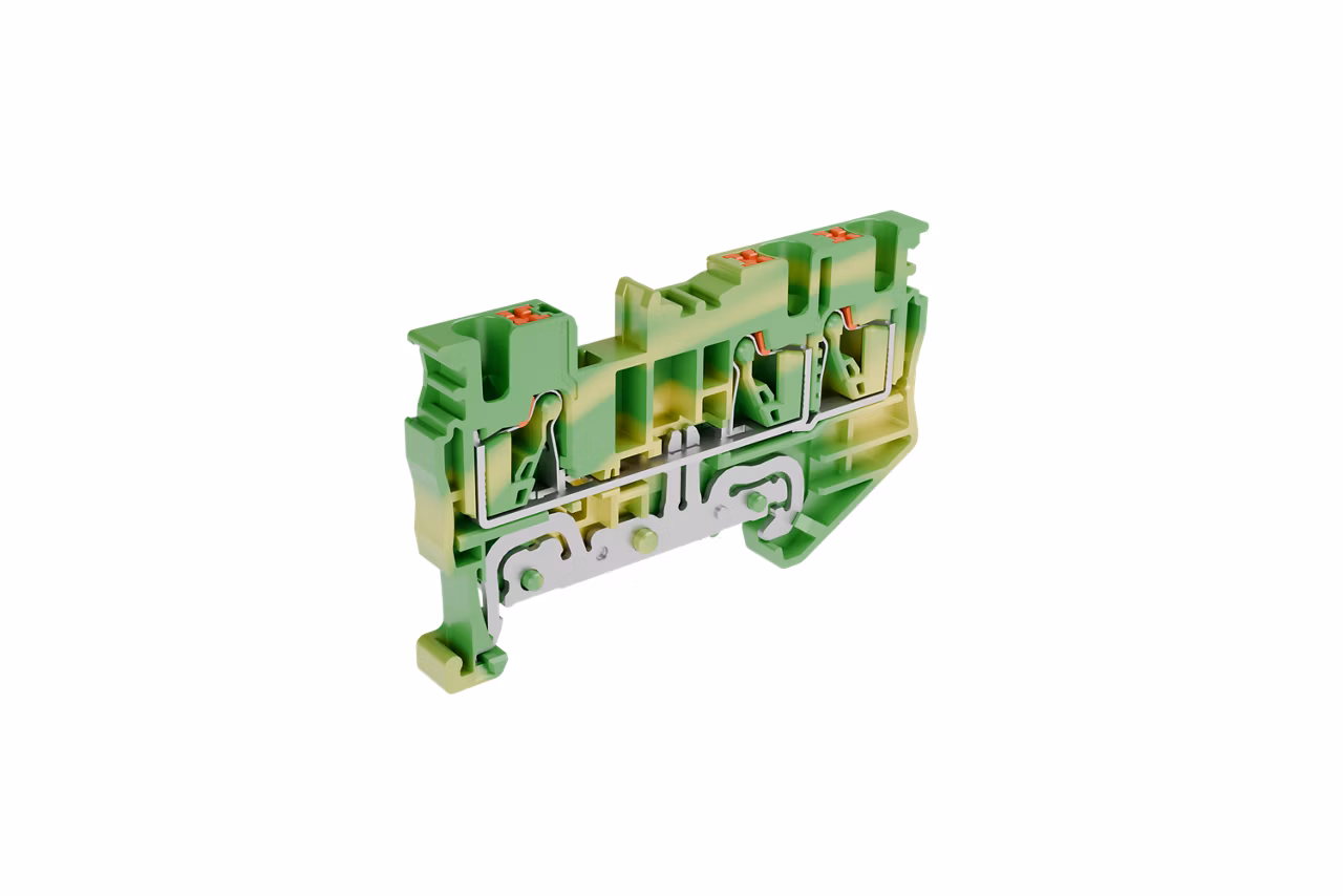 Single Level Grounding Terminal Block, Push-in Design, 5.10mm Width, 600V for sale