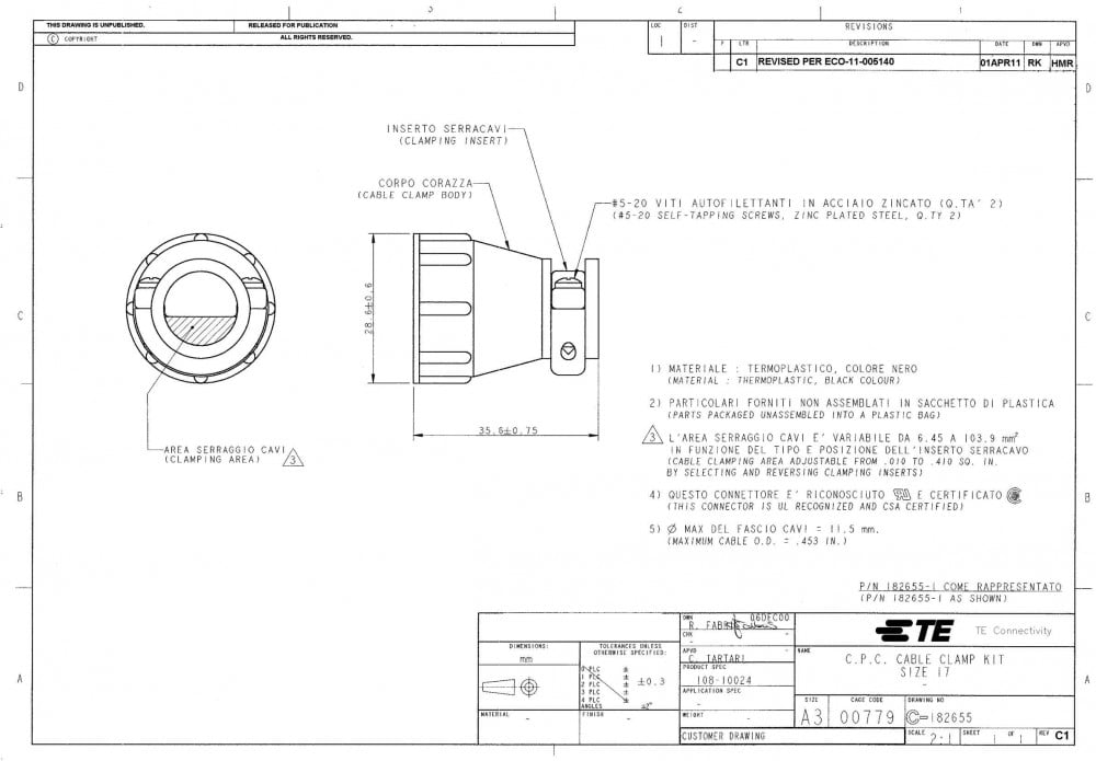 TE Connectivity 182655-1 technical drawing preview