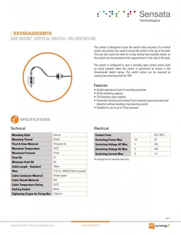 SSV66A000SM16 product and specification page