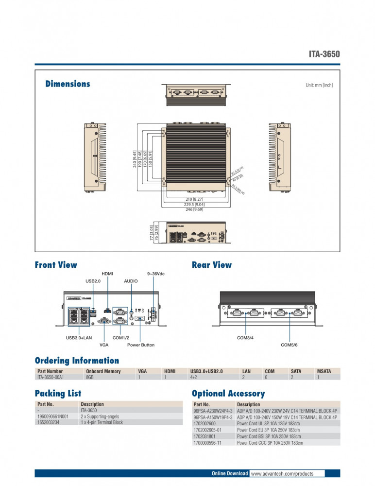ITA-3650 technical document, page 2