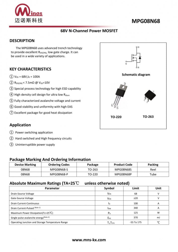 MPG08N68S datasheet page 1
