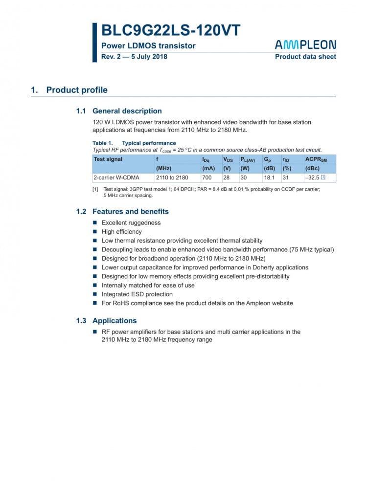 BLC9G22LS-120VTZ datasheet page 1