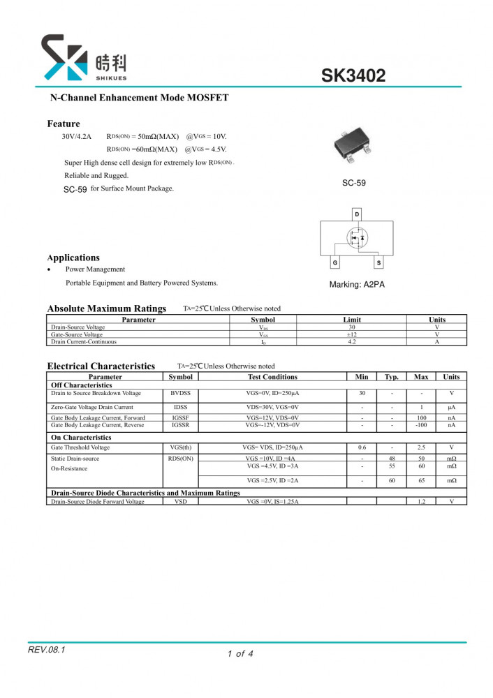 SK3402 technical document page 1