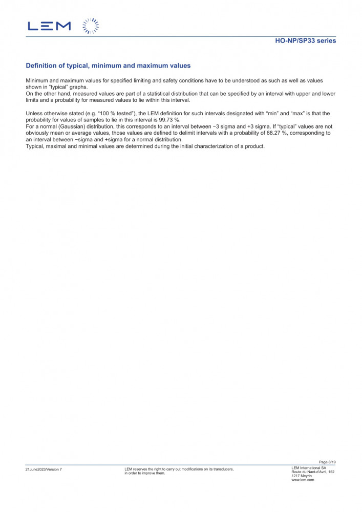 LEM HO-NP/SP33 datasheet page 8