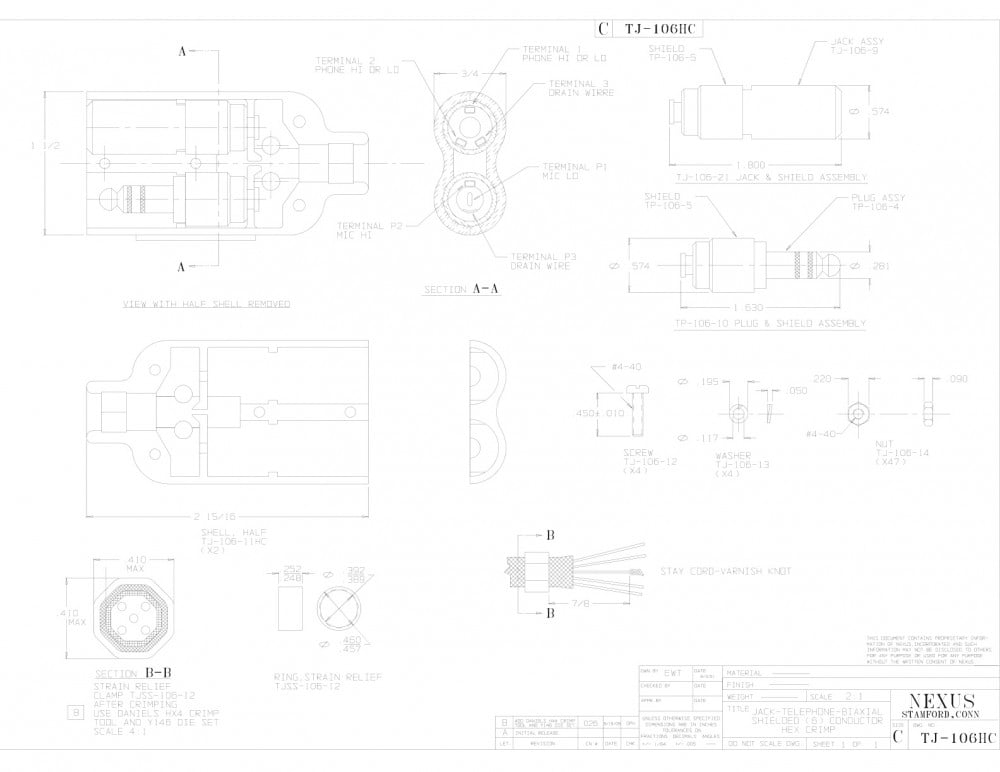 Amphenol TJ-106HC technical document page