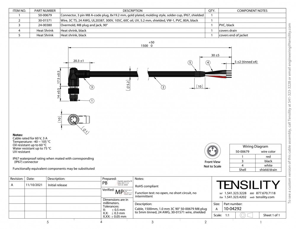 Tensility International 10-04292 product drawing and technical documentation