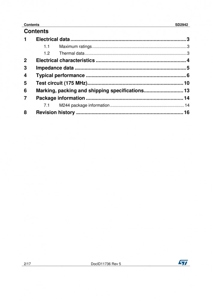 SD2942W datasheet page 2