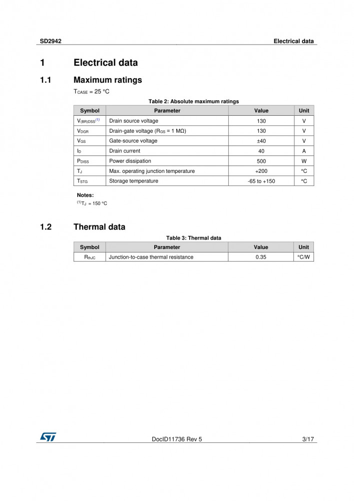 SD2942W datasheet page 3
