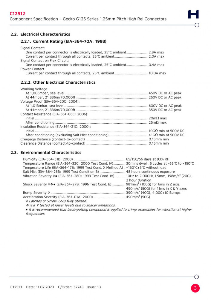 Harwin Gecko specification page 3