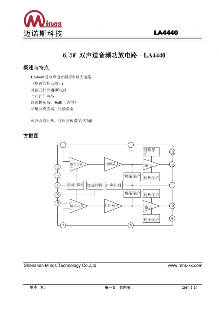 LA4440 datasheet page 1
