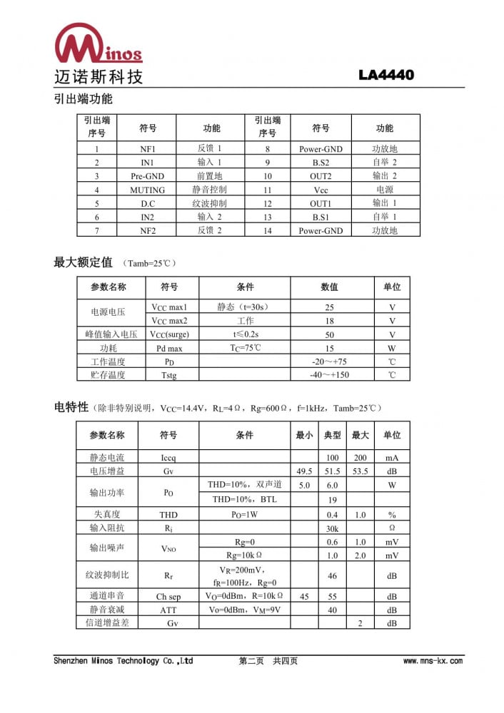 LA4440 datasheet page 2