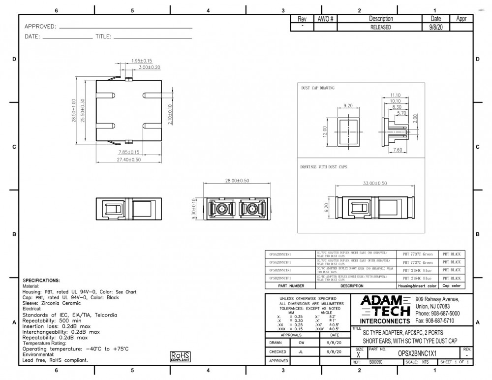 ADAM TECH SC adapter family drawing preview