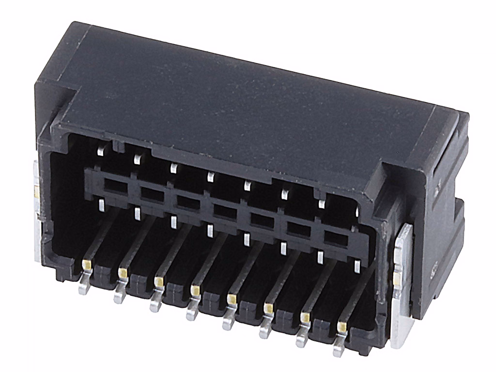 2.00mm Pitch, Micro-Lock Plus PCB Header, Dual Row, Right Angle, Surface Mount, Matte Tin Plating, 16 Circuits, Low-Halogen, Black