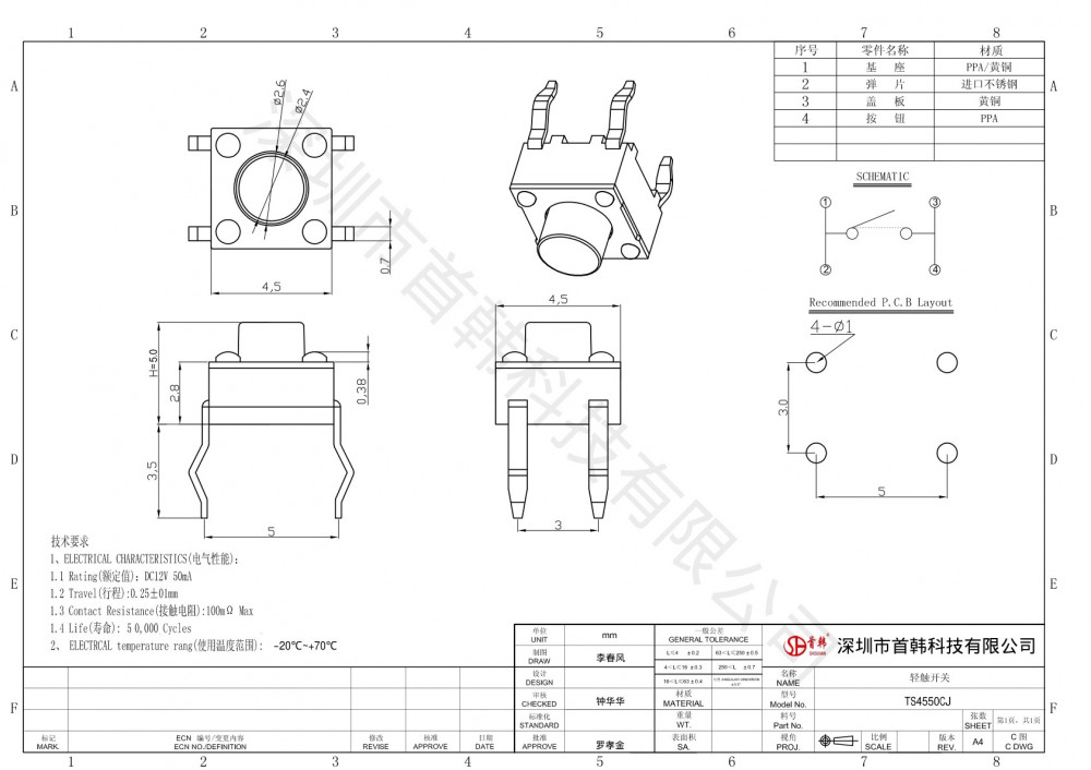 TS4550CJ specification page 1