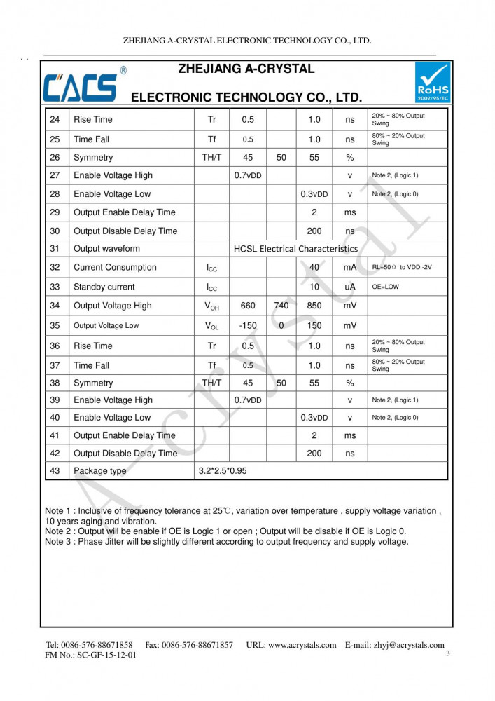 POSC3225J specification page 3