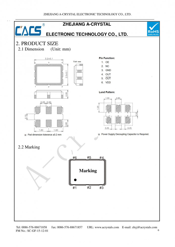 POSC3225J specification page 6