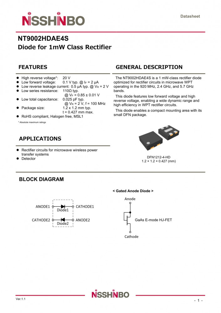 NT9002HDAE4S datasheet page 1
