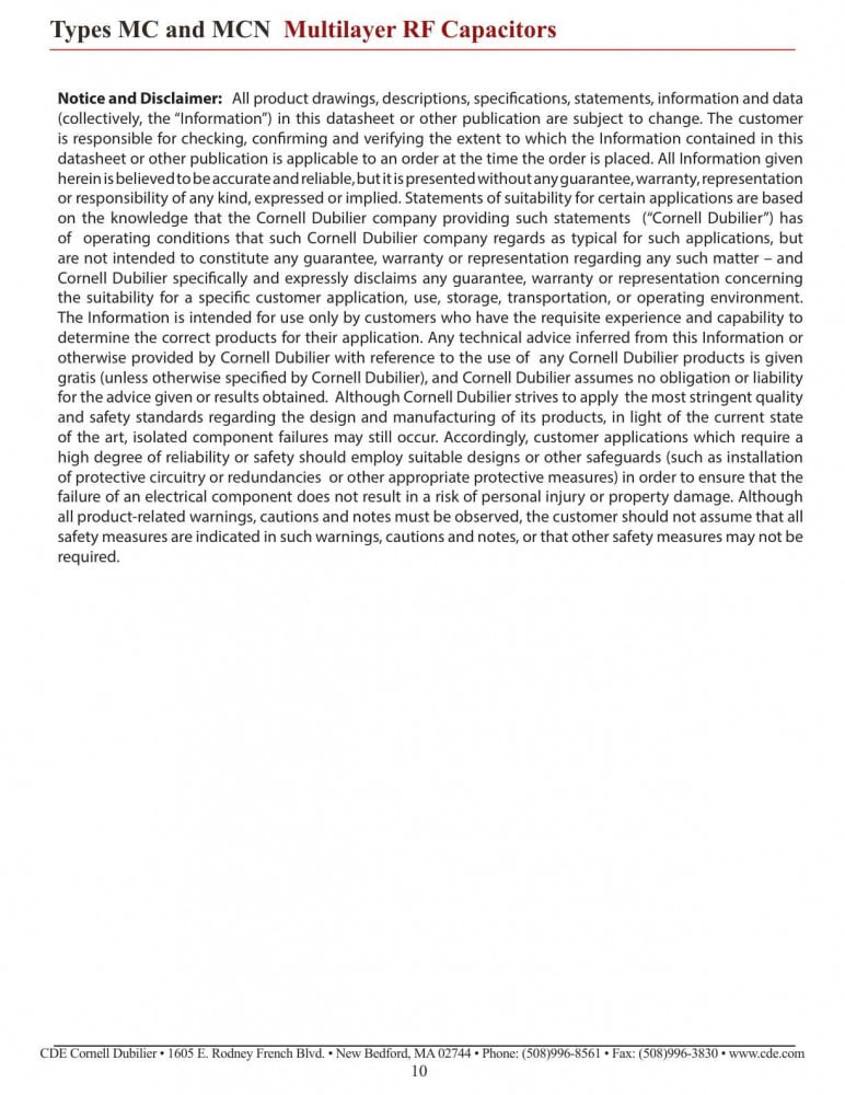 MC and MCN datasheet page 10