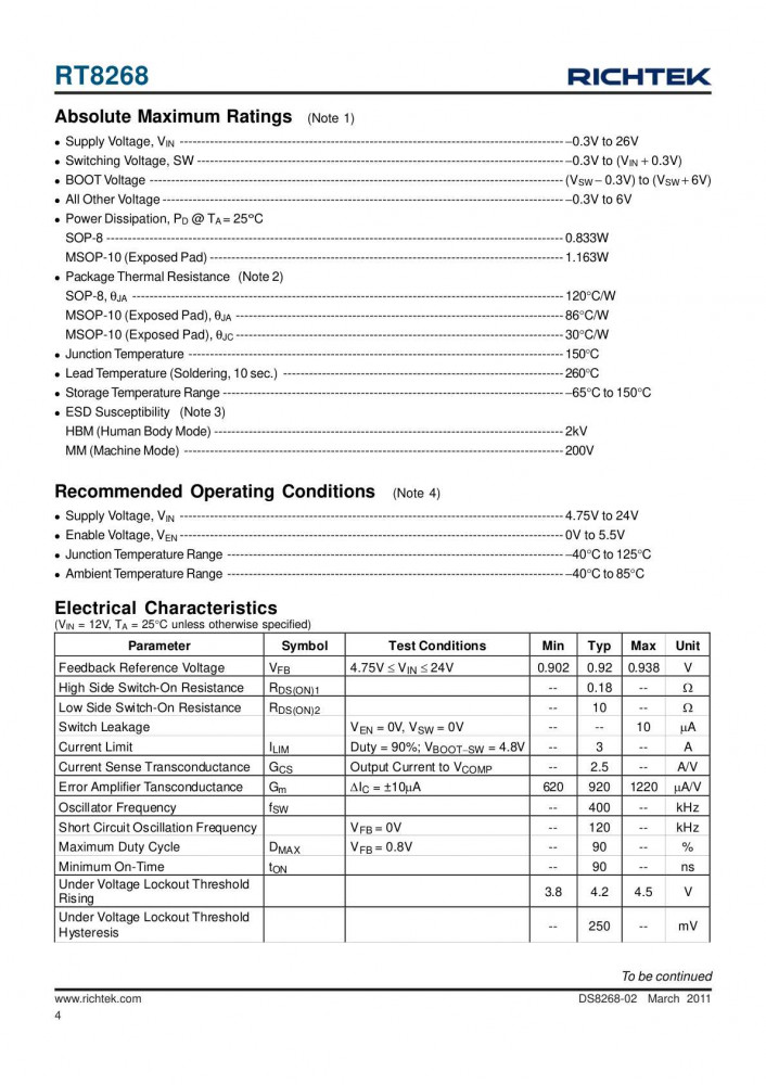 RT8268 datasheet page 4