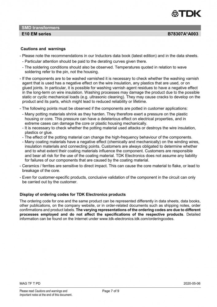 B78307A2385A003 datasheet page 7