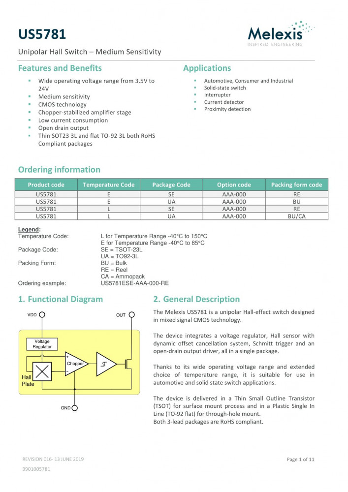 US5781 datasheet page 1