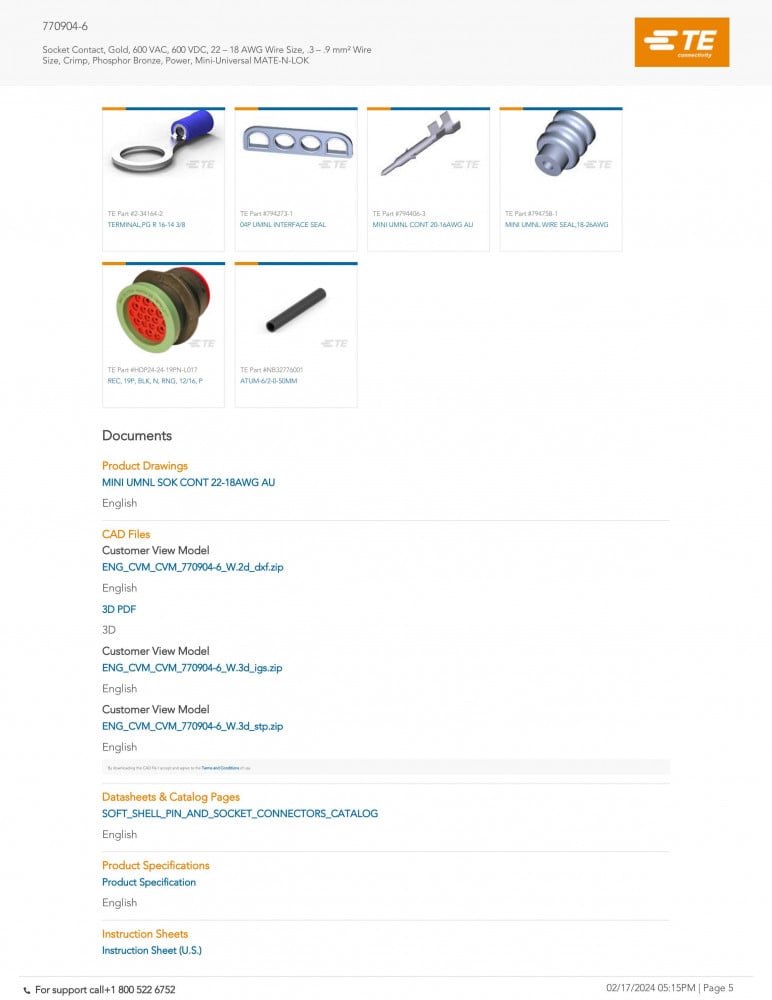 TE Connectivity 770904-6 technical document page 5