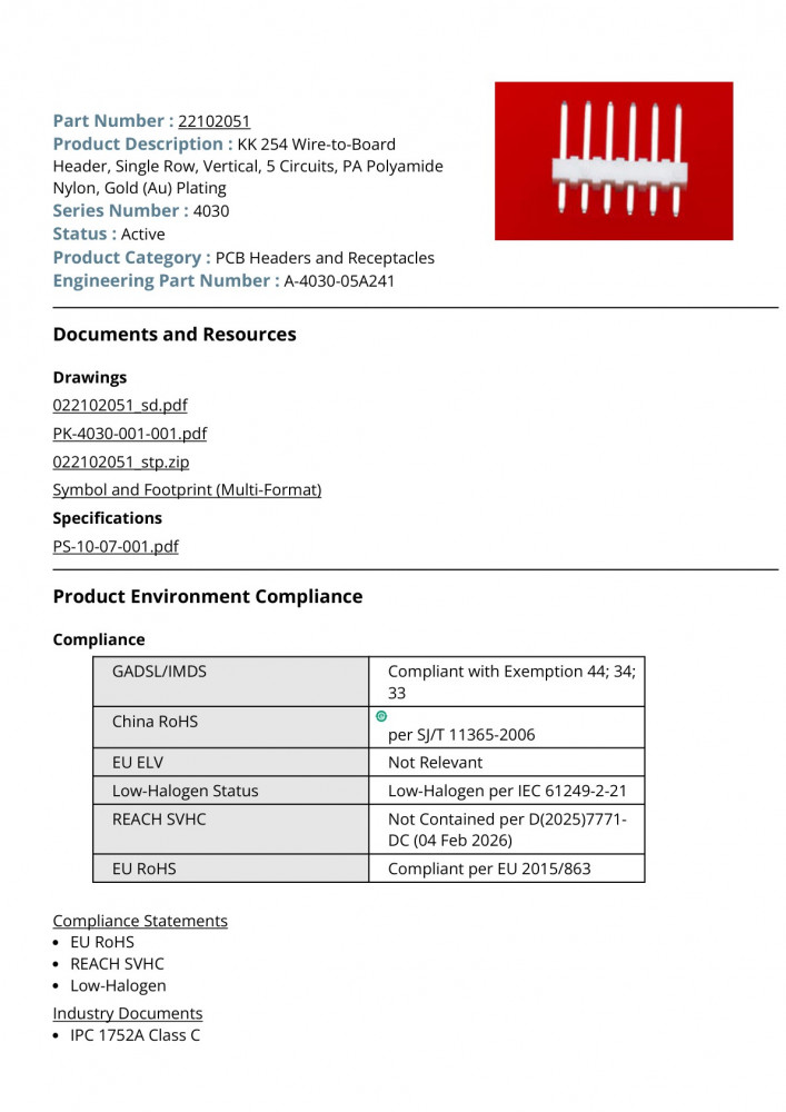 MOLEX 22102051 product document image 1