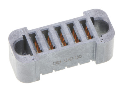 EXTreme Ten60Power Vertical Receptacle with Side Guides, 4 DC Power Circuits, 15 Signal Circuits, Press Fit Tail