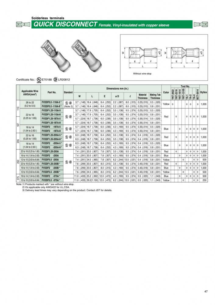 JST FVDDF series technical document page