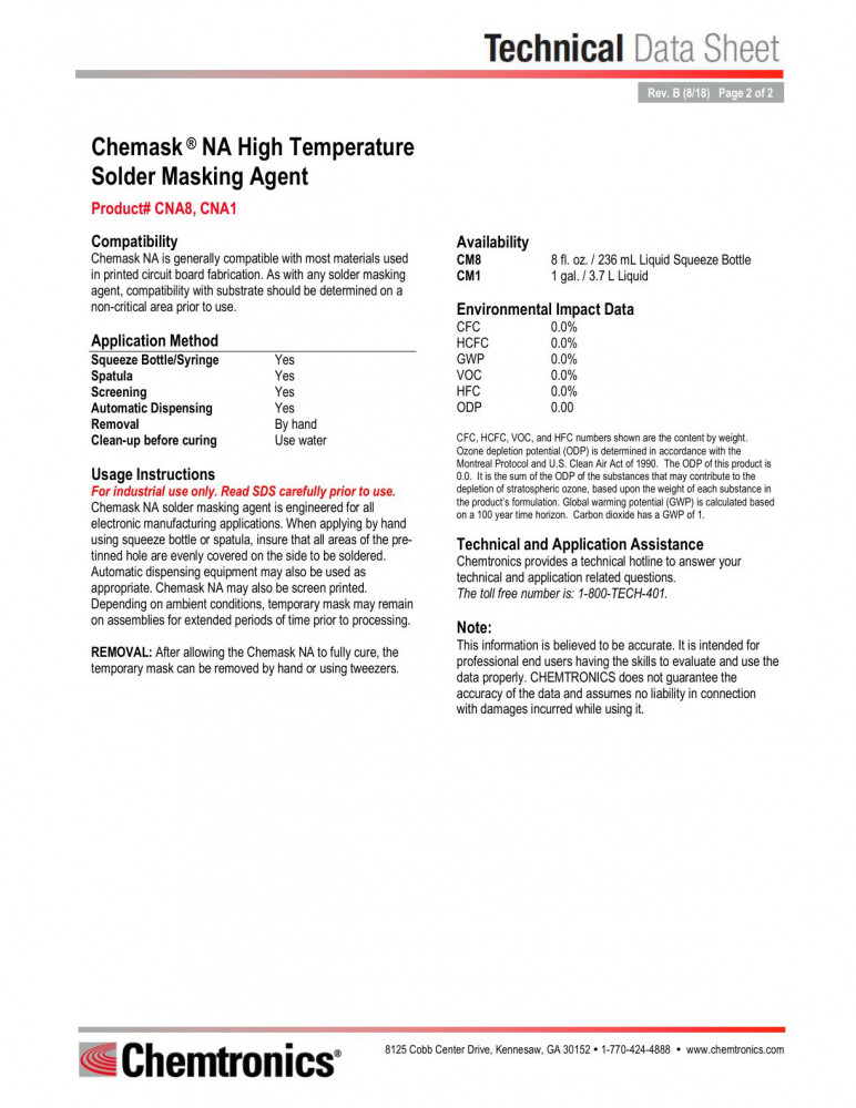 Chemask NA product documentation, image 2