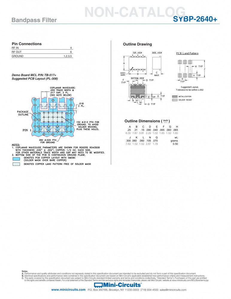 SYBP-2640+ technical document page 2