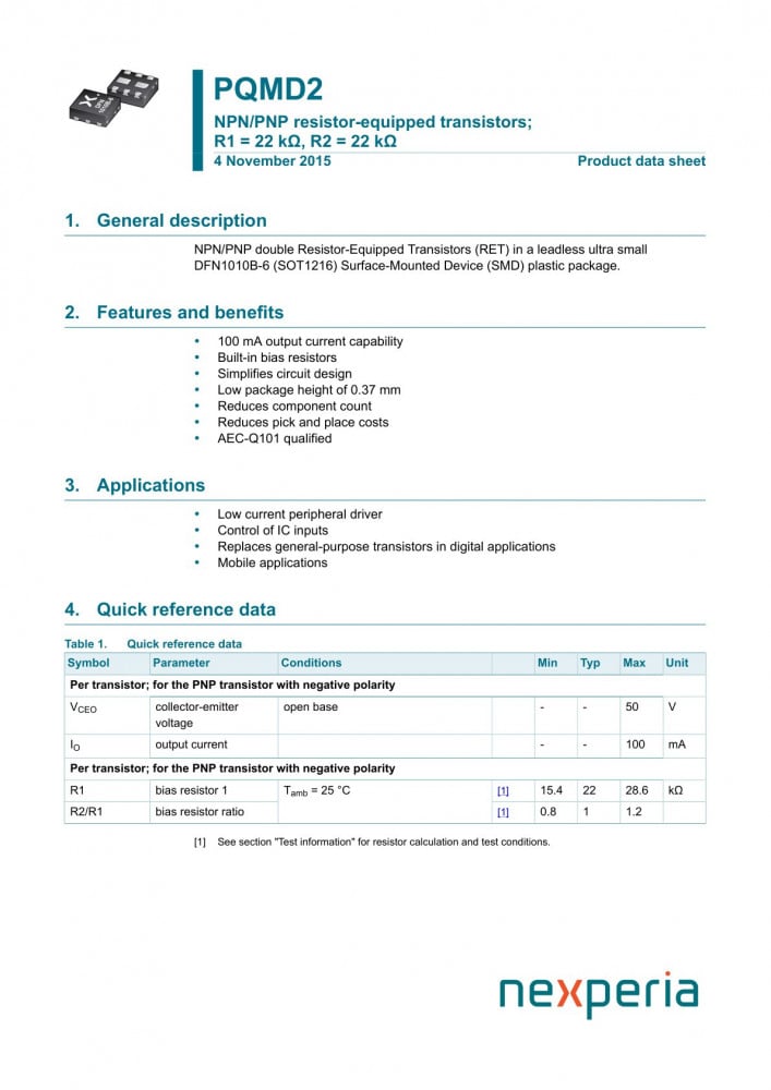 PQMD2Z datasheet page 1