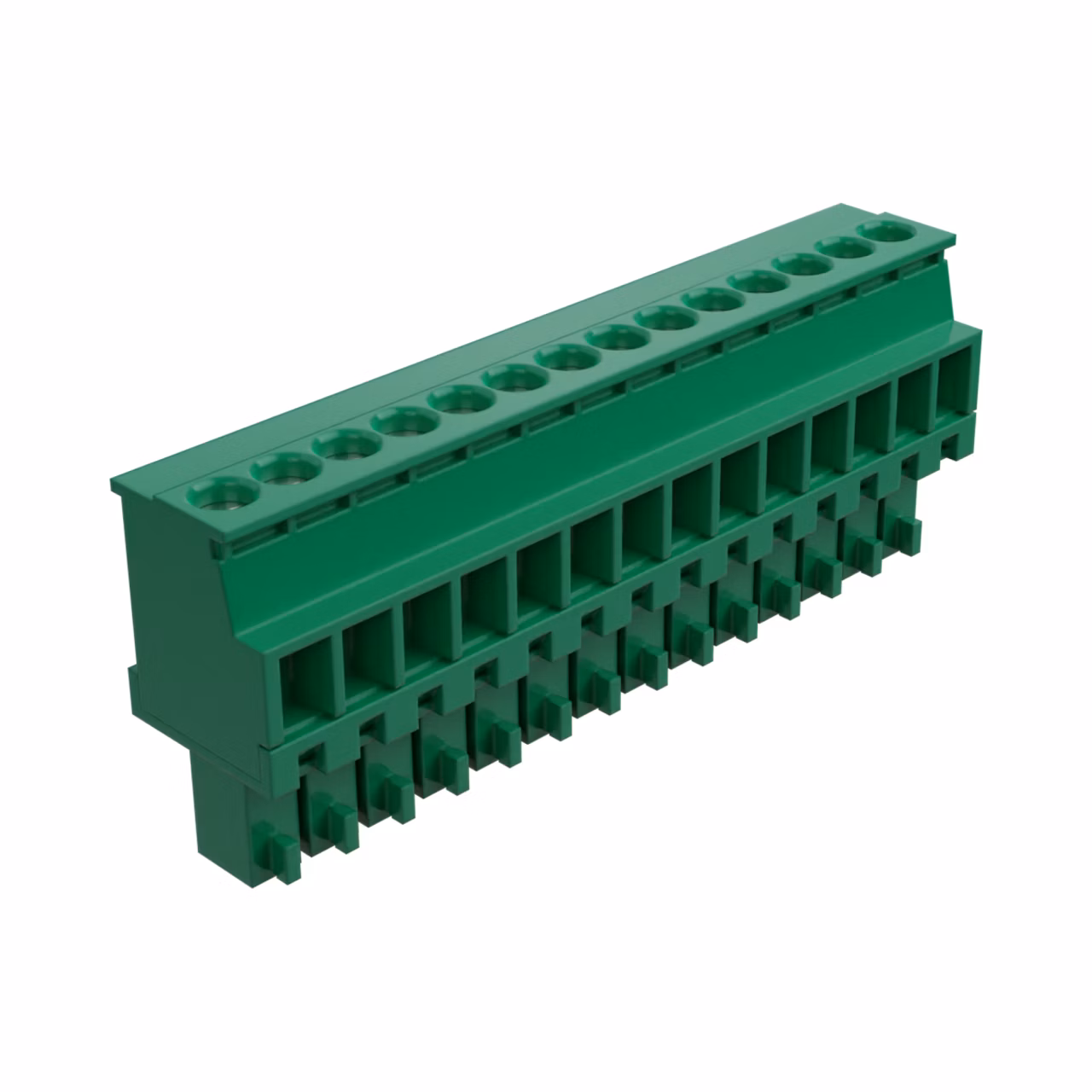 3.50mm Pitch Eurostyle Vertical Plug, with Reverse Imprinting, Front Wire Entry, Green Housing, Gold (Au) Plated, 14 Circuits for sale