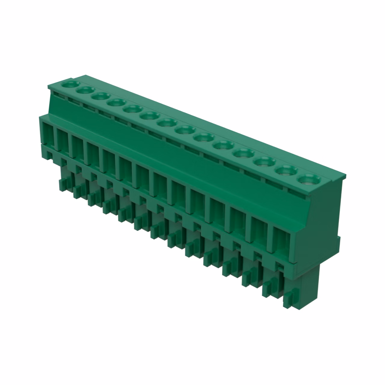 3.81mm Pitch Eurostyle Vertical Plug, with Reverse Imprinting, Front Wire Entry, Green Housing, 14 Circuits for sale