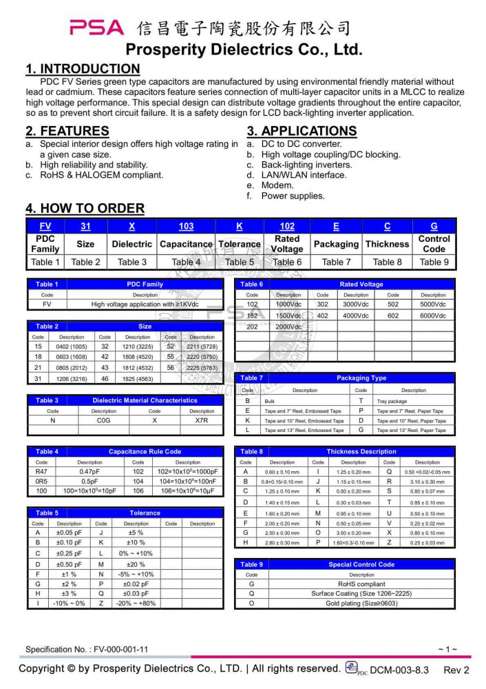 PSA FV Series datasheet page 3