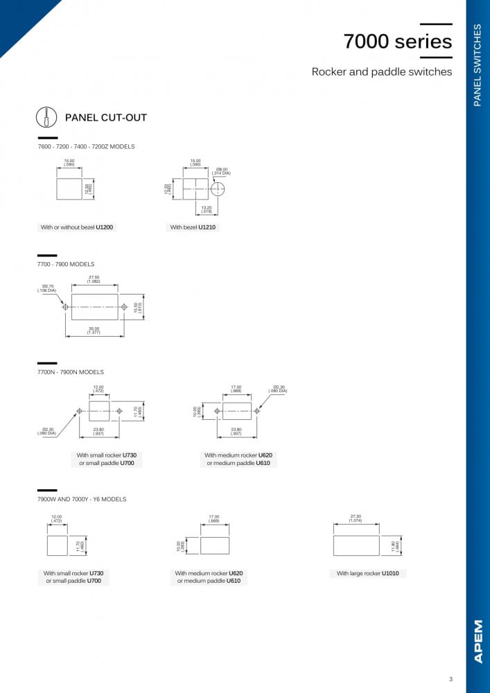 APEM 7000 series datasheet page 3