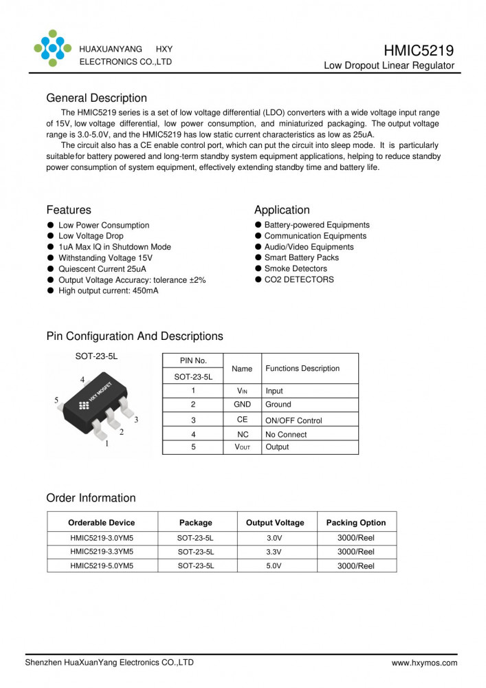 HMIC5219 datasheet page 1