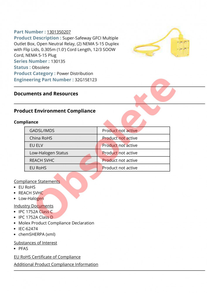 MOLEX 1301350207 technical document image, page 1