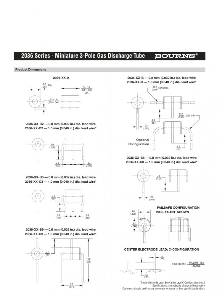 BOURNS 2036 series datasheet page 2