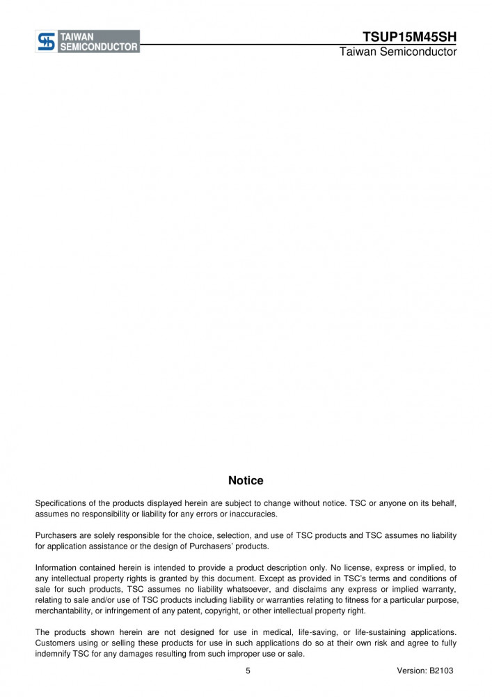 TSUP15M45SH technical document page 5