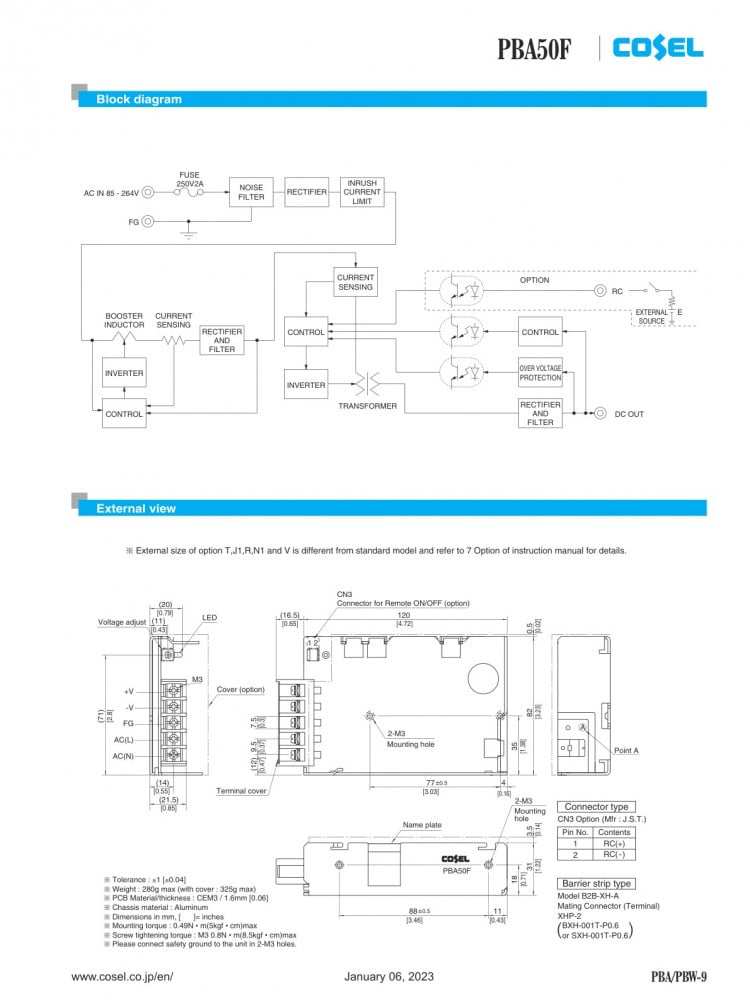 Cosel power supply datasheet page 9