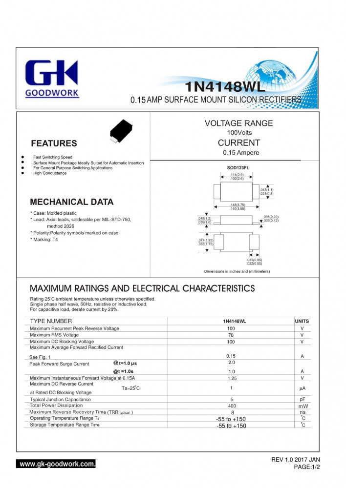 GOODWORK 1N4148WL datasheet page 1