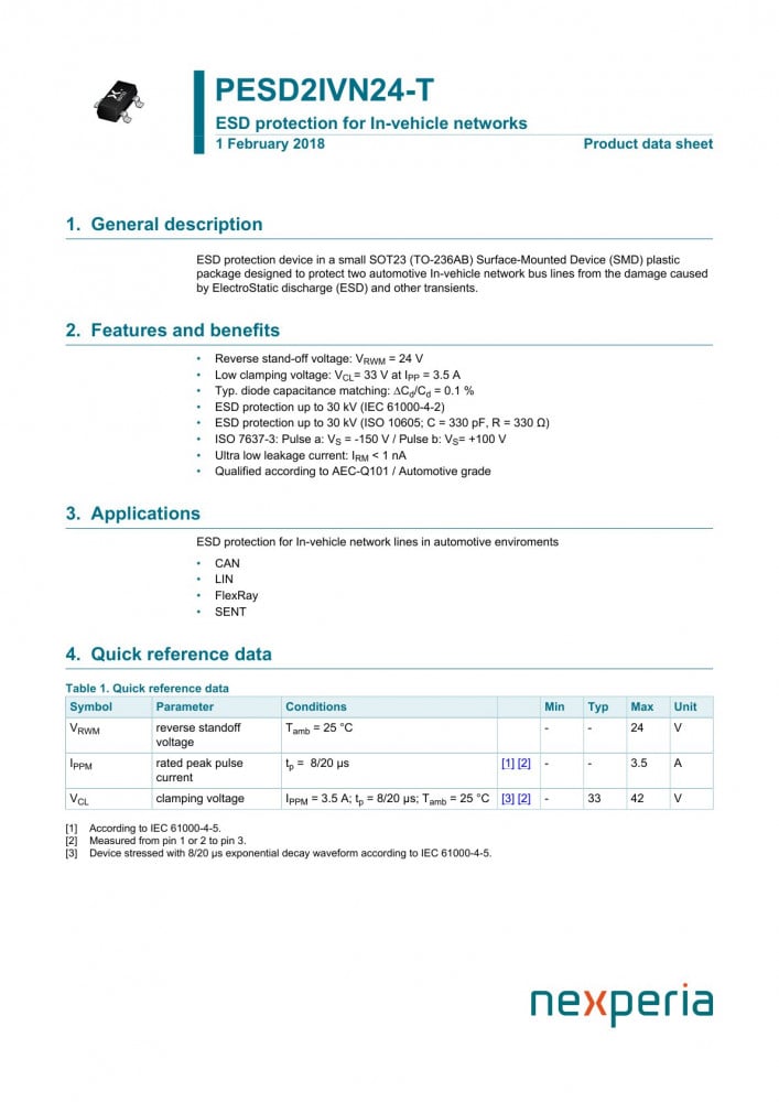 PESD2IVN24-TR datasheet page 1