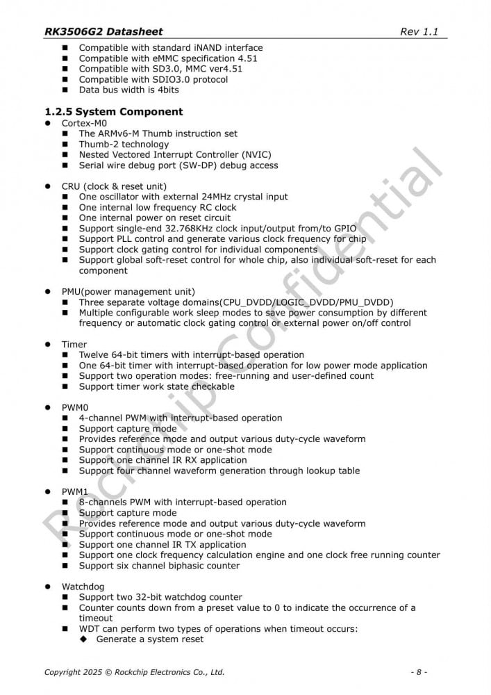 RK3506G2 datasheet page 8