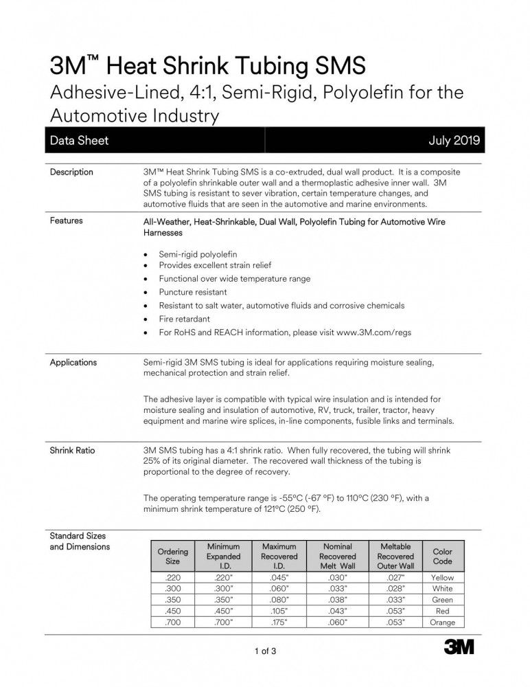 3M SMS datasheet page 1