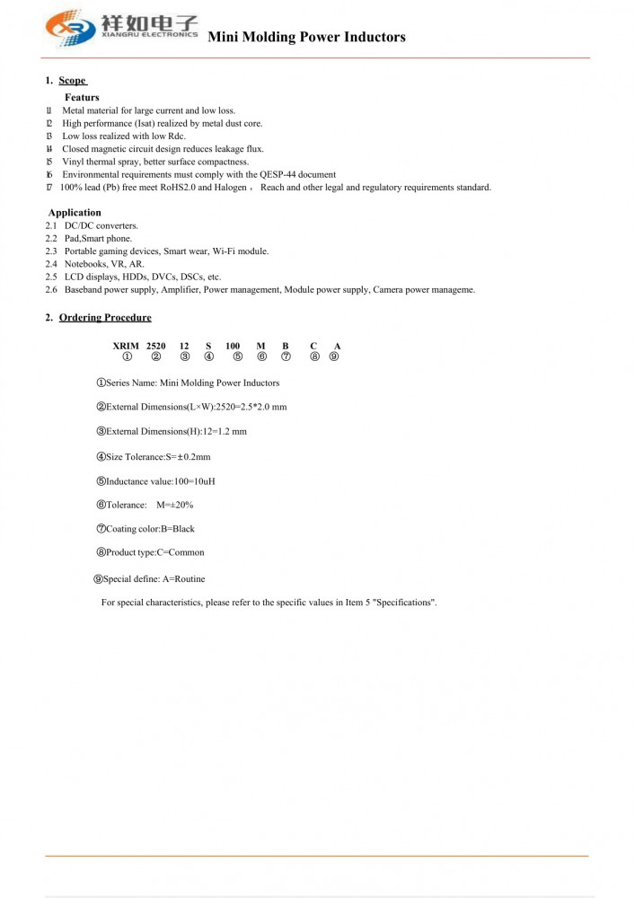 XRIM252012S100MBCA technical document page 2